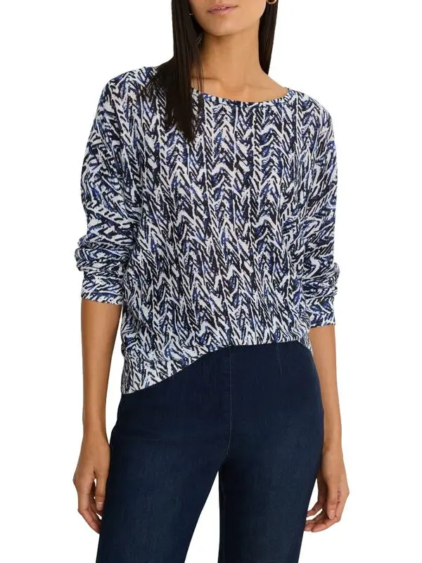 NIC+ZOE Crosshatch Sweater - Indigo Multi