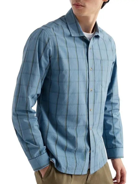 SEASALT CORNWALL Banyan Windowpane Check Organic Cotton Button-up Shirt - Scrimshaw Tide