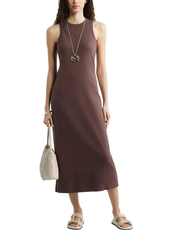 Nordstrom Stretch Cotton Microrib Tank Dress - Brown Roast