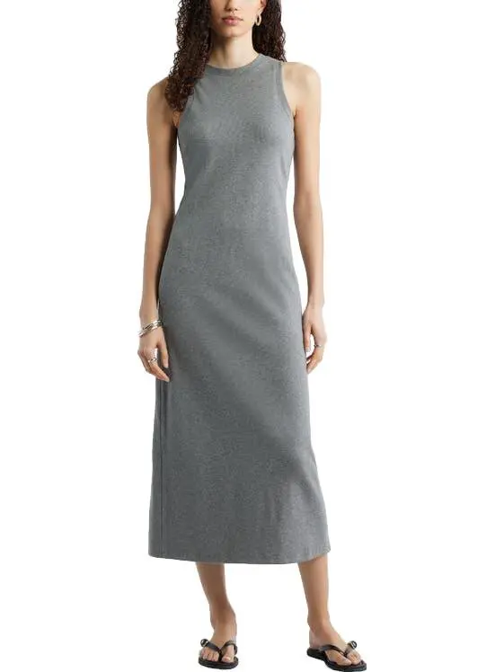 Nordstrom Stretch Cotton Microrib Tank Dress - Grey Dark Heather