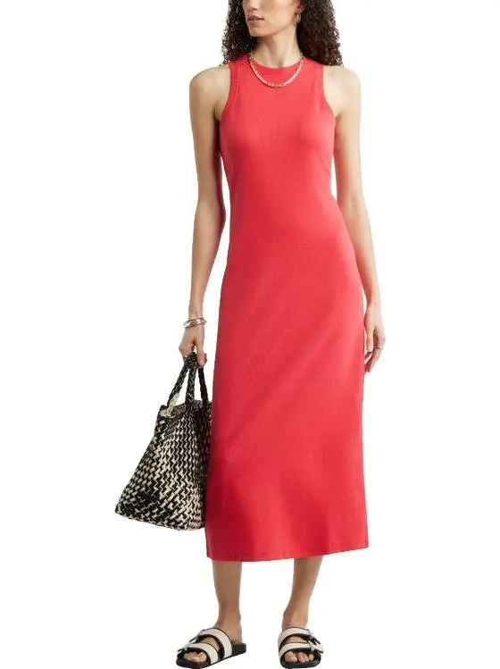 Nordstrom Stretch Cotton Microrib Tank Dress - Red Saucy
