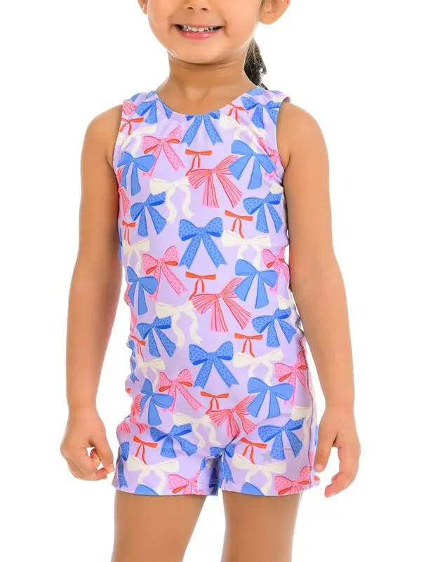 DESTIRA Printed Unitard With Scrunchie - Bow My Gosh