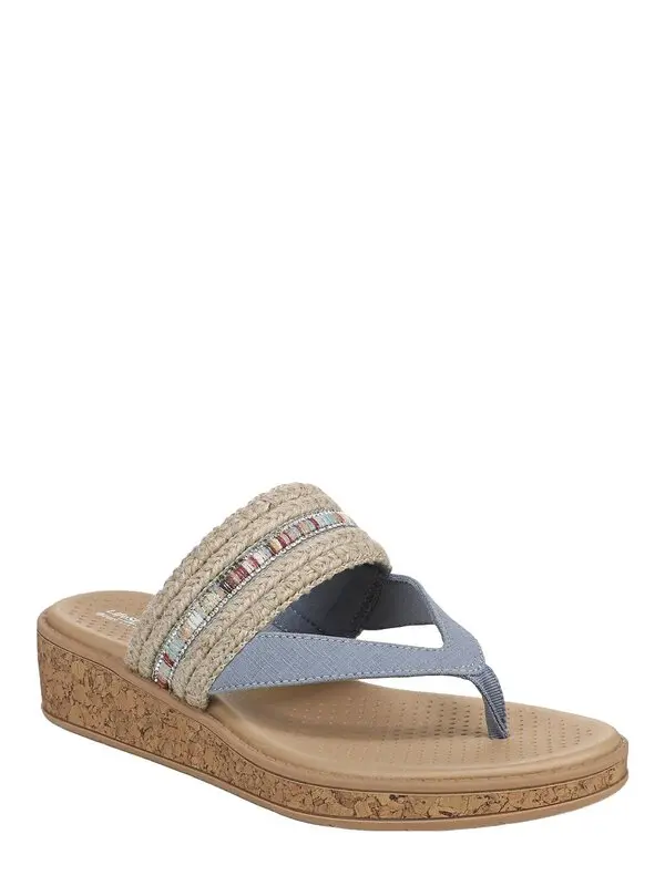 LIFESTRIDE Birdie Wedge Flip Flop - Natural Tan/blue Multi