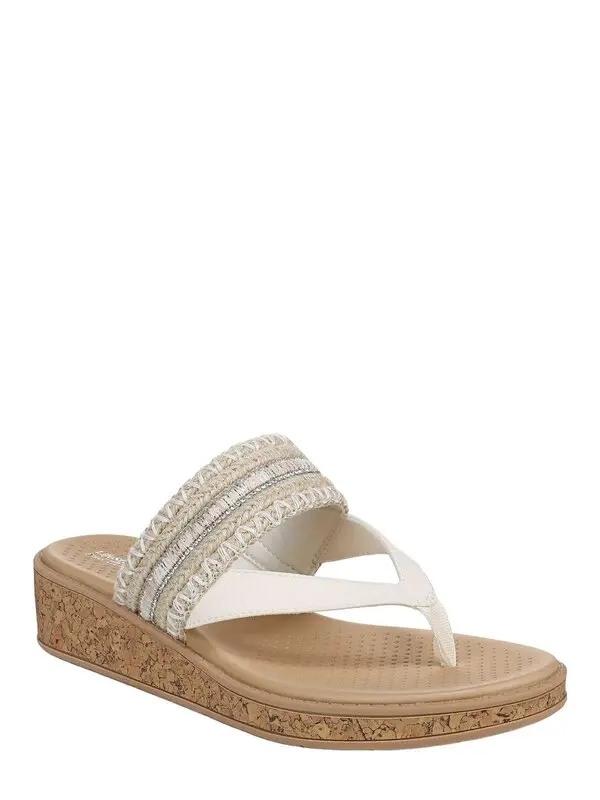 LIFESTRIDE Birdie Wedge Flip Flop - Natural Tan/white Multi