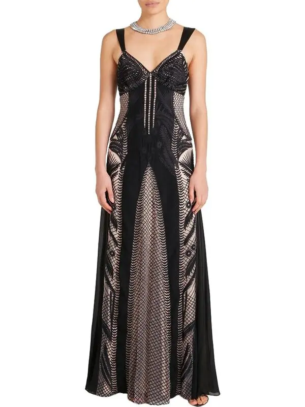 TEMPERLEY LONDON Giselle Strappy Gown - Black Mix