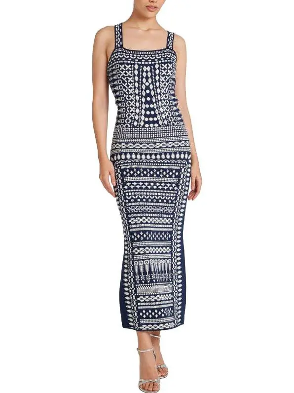 TEMPERLEY LONDON Tlalli Knit Strappy Dress - Navy Silver
