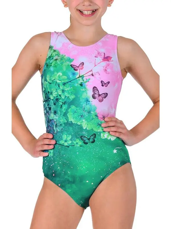 DESTIRA Printed Tank Leotard With Scrunchie - Chance To Fly