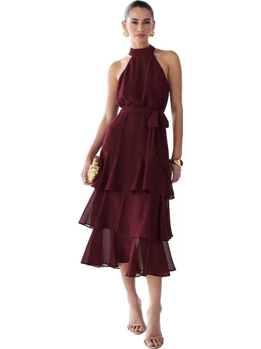 BWLDR Tony Midi Dress - Burgundy