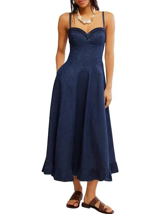 Free People Another Season Denim Midi Dress - Rinse