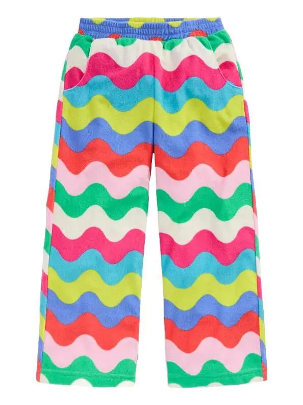 Boden Wide Leg Toweling Trousers - Multi Wave Stripe