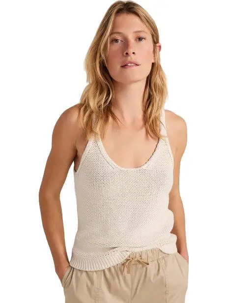 HAVEN WELL WITHIN Cotton Linen Plaited Tank - Sandstone/ivory