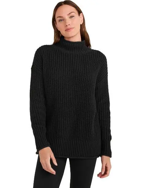 HAVEN WELL WITHIN Organic Cotton Shaker Stitch Roll Neck Pullover - Black