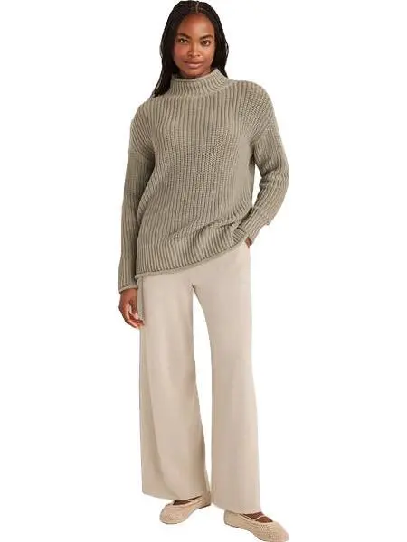 HAVEN WELL WITHIN Organic Cotton Shaker Stitch Roll Neck Pullover - Vetiver