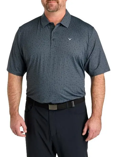 CALLAWAY Big & Tall Chevron Gingham-printed Performance Polo Shirt - Caviar