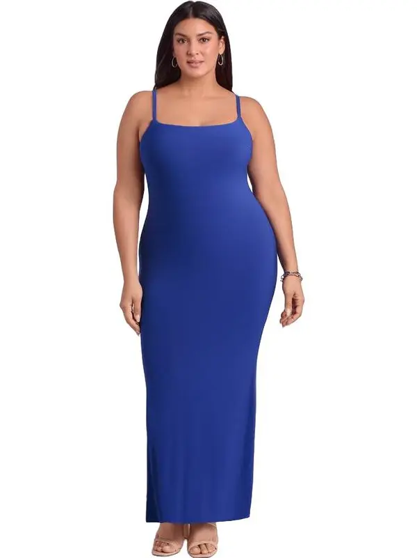 S3 APPAREL Sculpting Shapewear Scoop Neck Cami Maxi Dress - Indigo