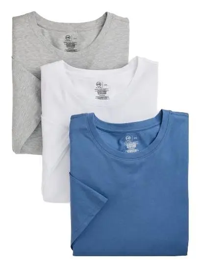 HARBOR BAY BY DXL Big & Tall 3 Pk Active Stretch Crewneck T-shirts - Moonlight Blue