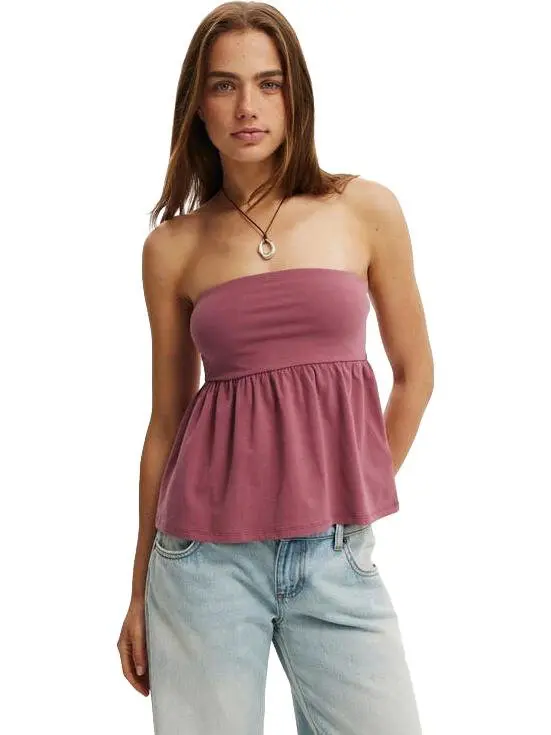 COTTON ON Babydoll Tube Top - Rich Plum
