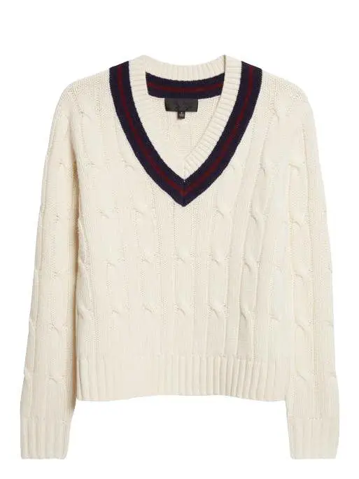 NILI LOTAN Fabiana Cable Wool Tennis Sweater - Ivory