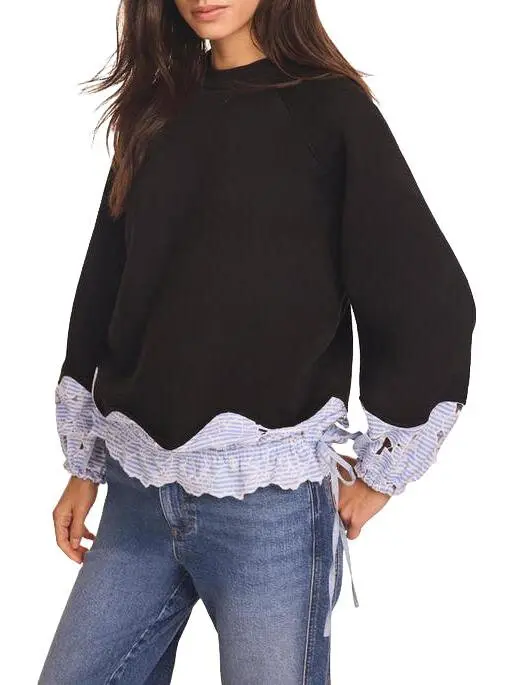 Mint Velvet Embroidered Hem Sweatshirt - Blue
