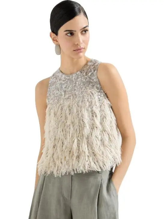 Brunello Cucinelli Fil Coupé Top - Grey