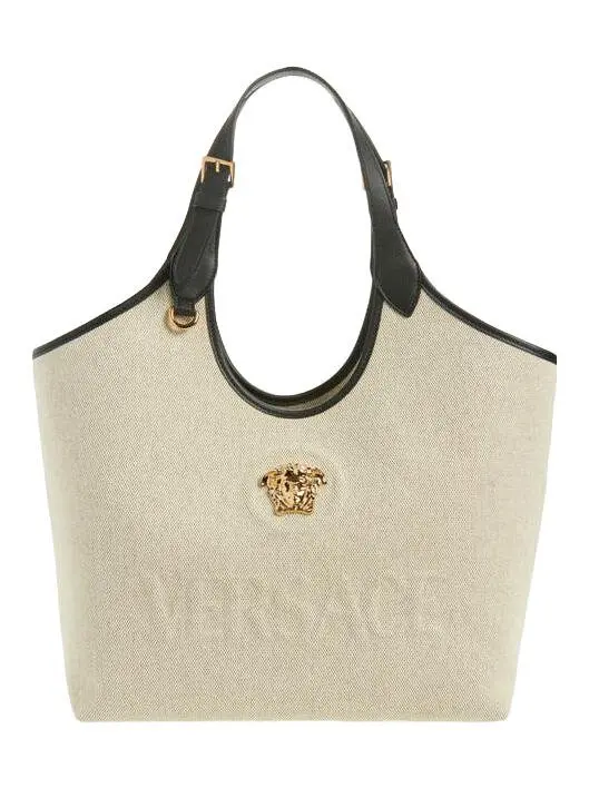 Versace La Medusa Canvas Tote - Rope Black Gold