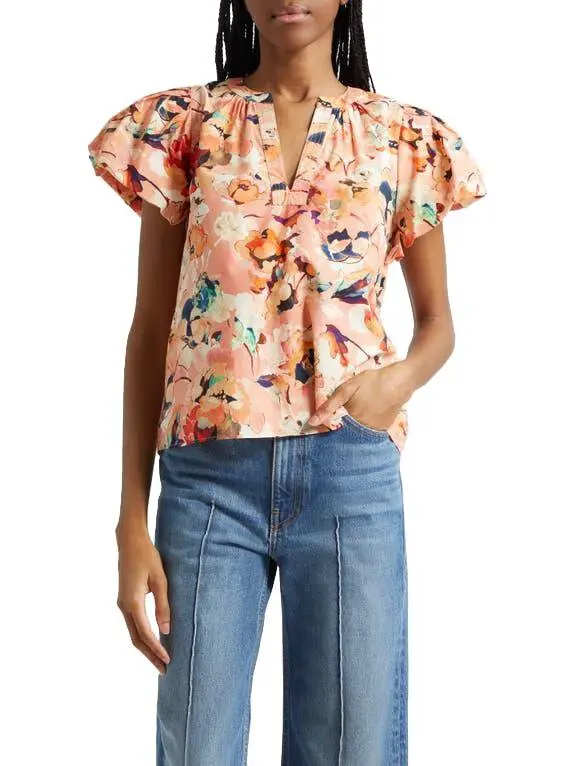 Ulla Johnson Abril Floral Print Top - Camellia