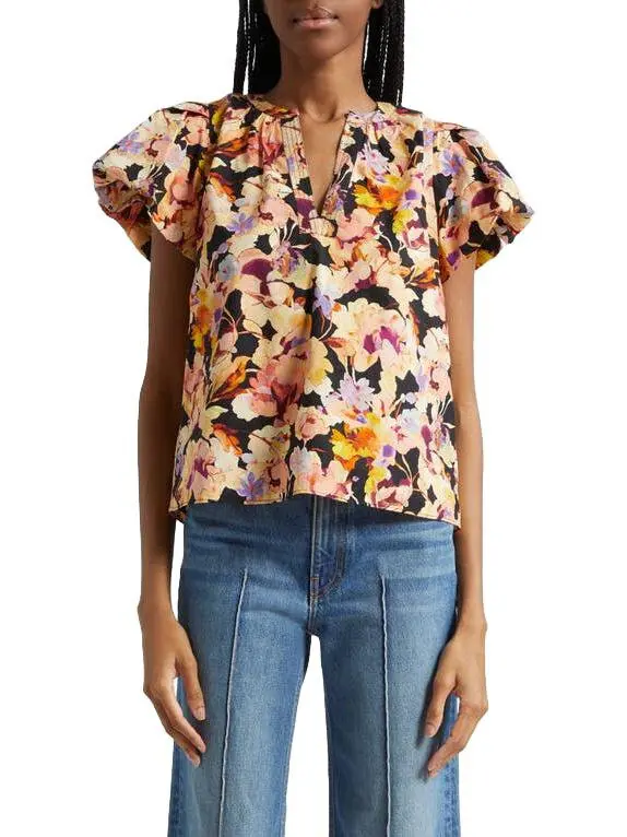 Ulla Johnson Abril Floral Print Top - Night Bloom