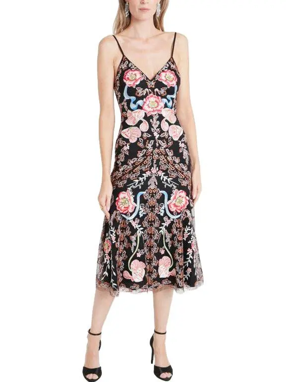 TEMPERLEY LONDON Bilbao Strappy Midi Dress - Black