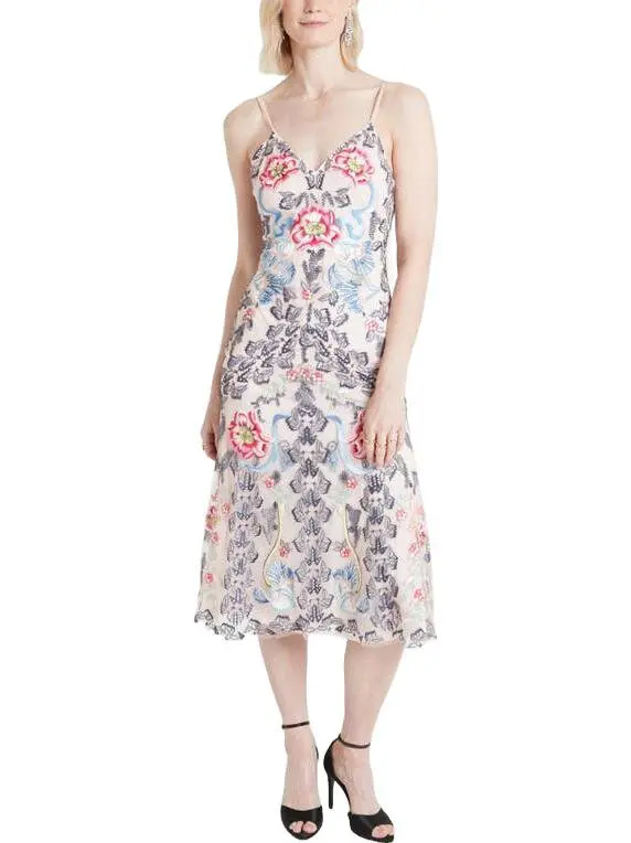 TEMPERLEY LONDON Bilbao Strappy Midi Dress - Rosewater