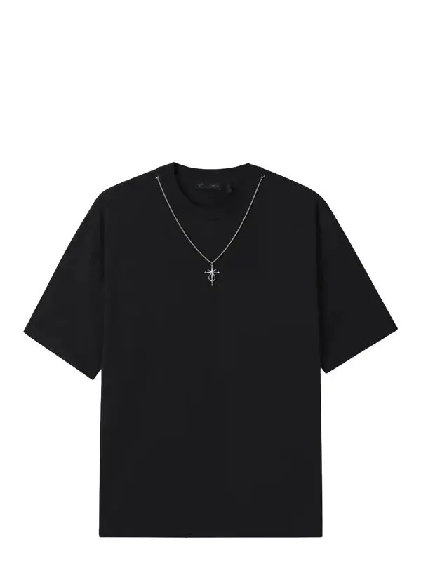 FIVE CM T-shirt With Detachable Necklace - Black