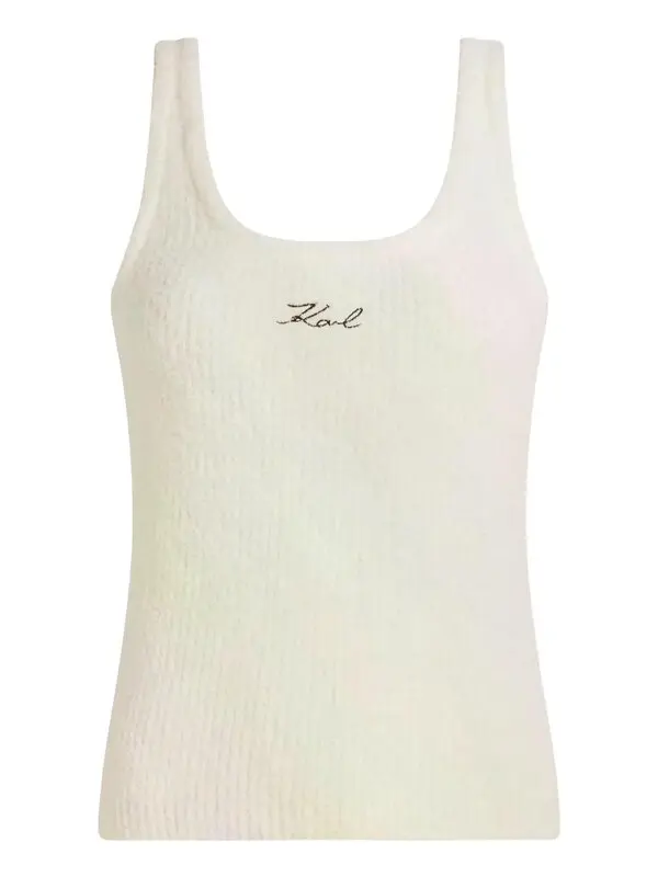 Karl Lagerfeld Signature Fleece Tank Top - White