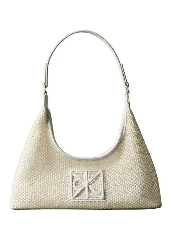 Calvin Klein Emblem Logo Mesh Shoulder Bag - White Alyssum