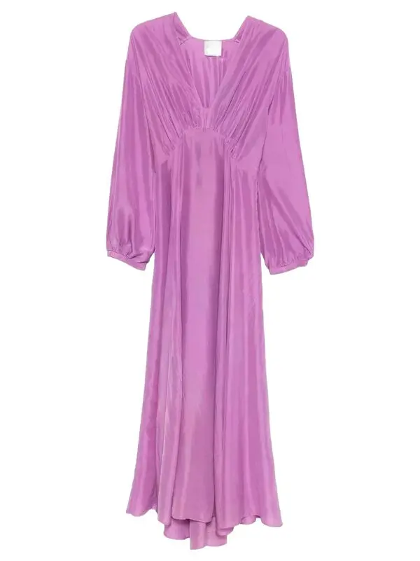 FORTE_FORTE V-neck Silk Dress - Purple