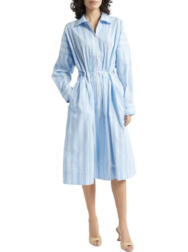 Staud Chi Stripe Midi Shirt Dress - Ventura Stripe