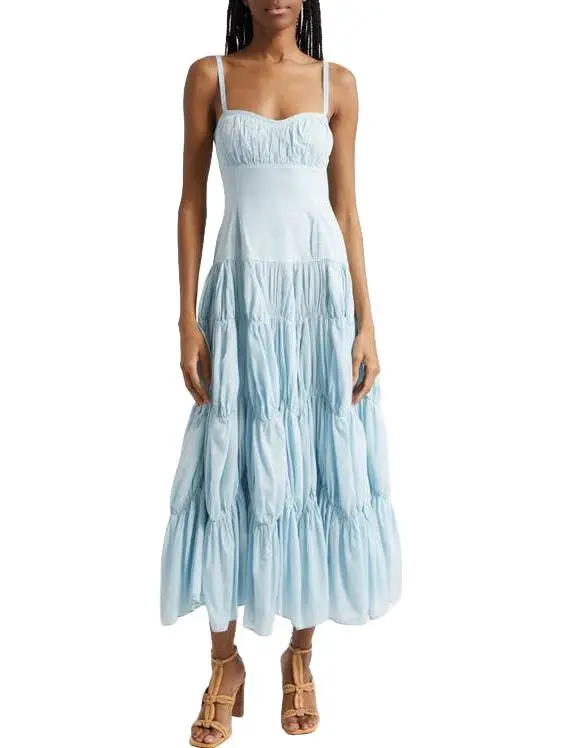 Ulla Johnson Emmalina Sweetheart Neck Midi Dress - Adriatic