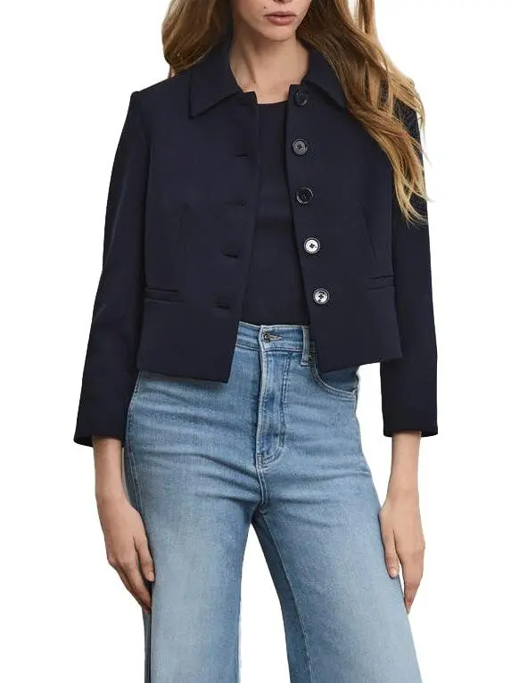 Veronica Beard Ismena Jacket With Removable Scarf & Sleeve Cuffs - Navy