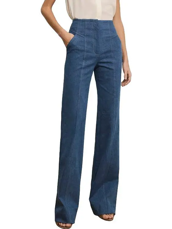 Veronica Beard Frenkle Topstitch Detail Cotton Blend Pants - Cosmo