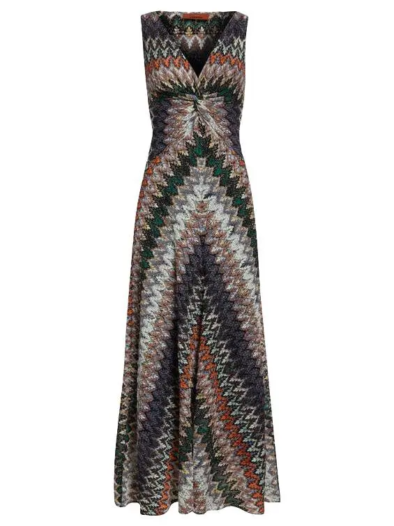 Missoni Metallic Zigzag Raschel Knit Dress - Grey/black Multi