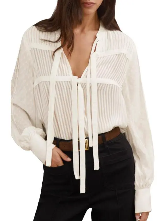 REISS Josephine Chiffon Top - Ivory