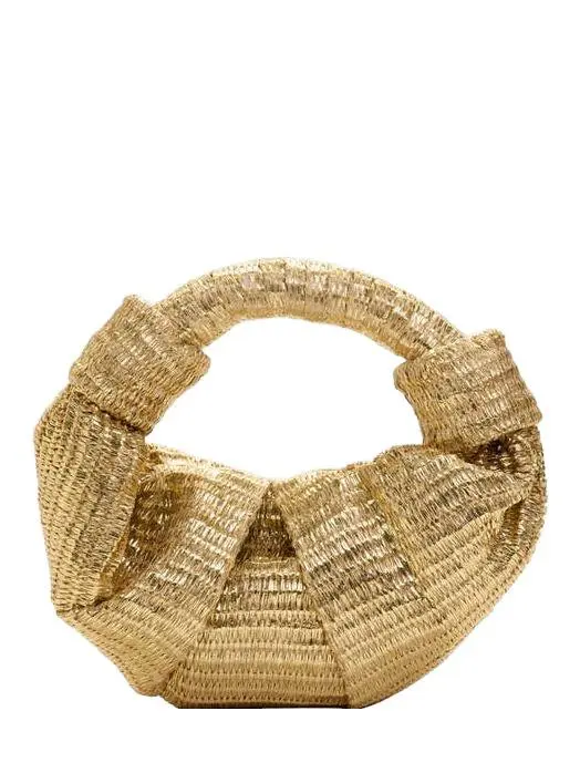 SIMONMILLER Metallic Raffia Lopsy Bag - Gold/natural