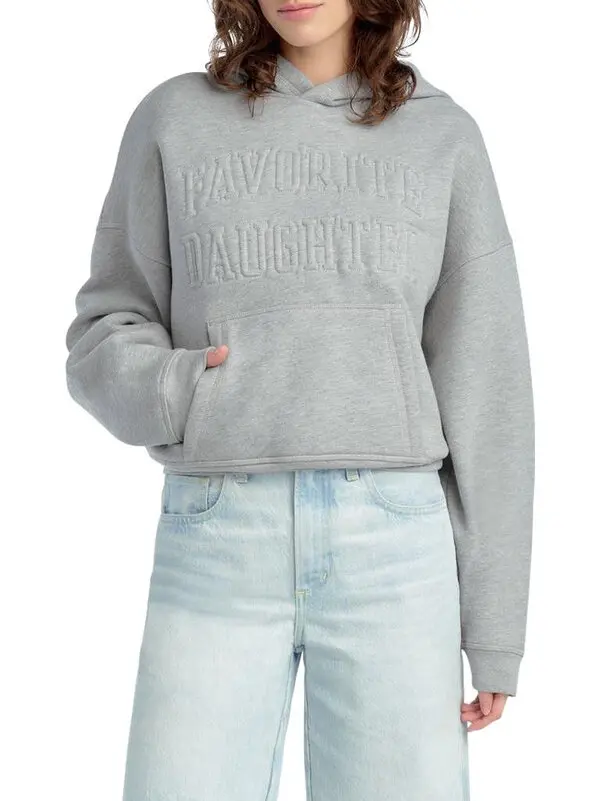 FAVORITE DAUGHTER Collegiate Embossed Hoodie - Heather Grey
