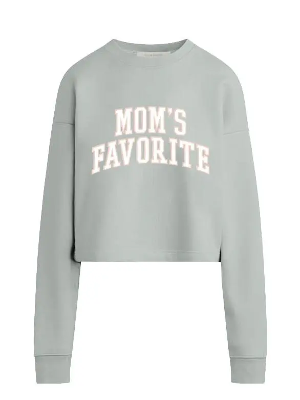 FAVORITE DAUGHTER Mom's Favorite French Terry Crop Graphic Sweatshirt - Light Sage/white