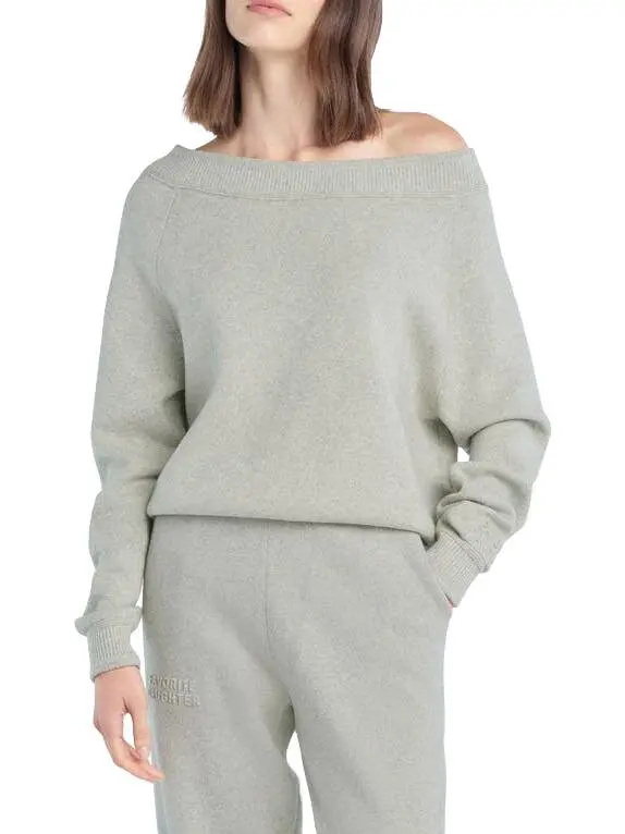 FAVORITE DAUGHTER The Staying In One-shoulder Pullover - Heather Grey