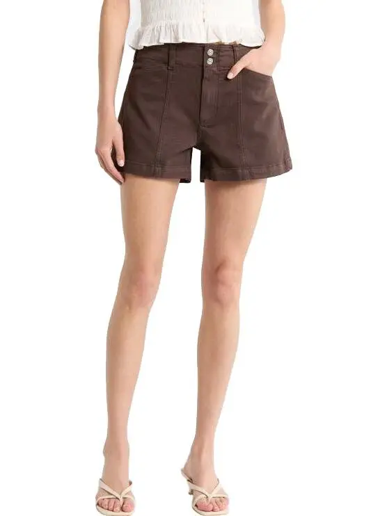 Paige Olivia Cargo Denim Shorts - Rich Chocolate