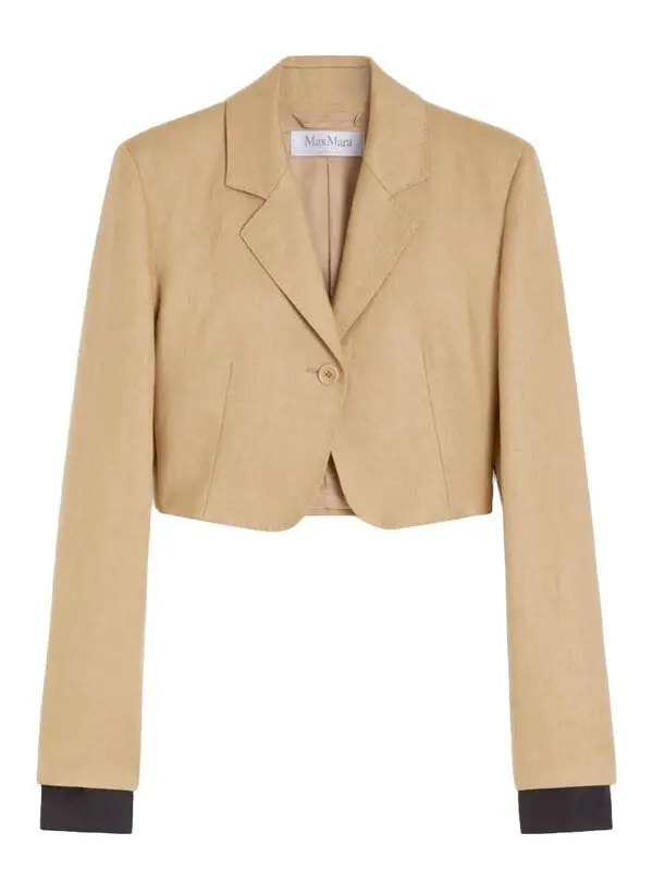 Max Mara Linen Twill Cropped Jacket - Camel
