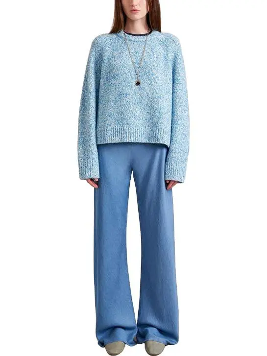 LA LIGNE Ezra Cropped Bouclé Knit Sweater - Marled Sky