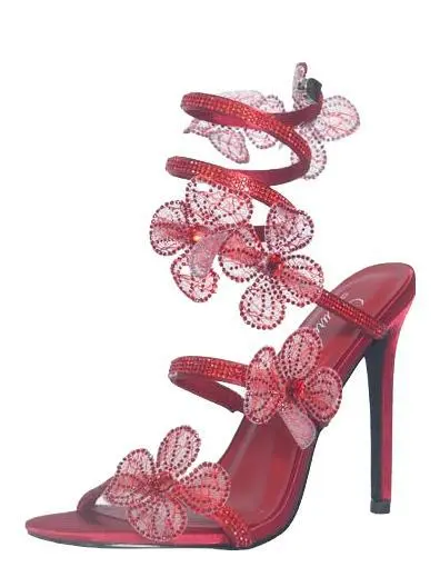LAUREN LORRAINE Victoria Rhinestone Embellished Sandals - Red