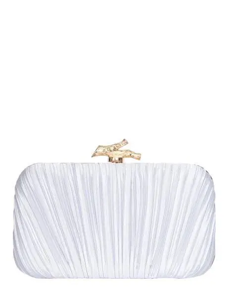 LAUREN LORRAINE Structured Box Clutch With Metallic Clasp - Silver