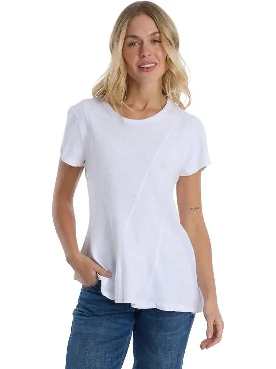 WILT CLOTHING Round Neck Short Sleeve Tee With Asymmetric Hem - White