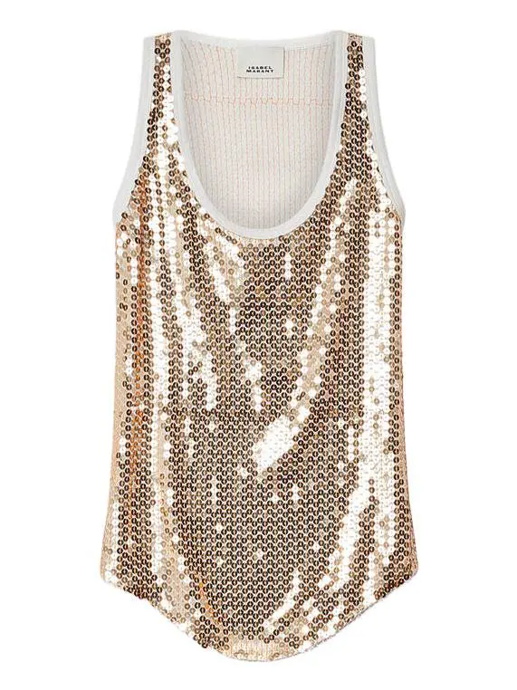 Isabel Marant Renelle Sequin Tank Top - Gold